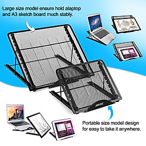 IMAGE Large Version Stand Ventilated Adjustable Light Box Laptop Pad Stand, Multifunction(12 Angles) Skidding Prevented Tracing Holder for AGPtek/Huion A3 A4 LED Tracing Light Pad & Diamond Painting