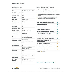 Cradlepoint 1-yr NetCloud SOHO Branch Essentials Plan, and E100 Router with WiFi (300 Mbps Modem), North America