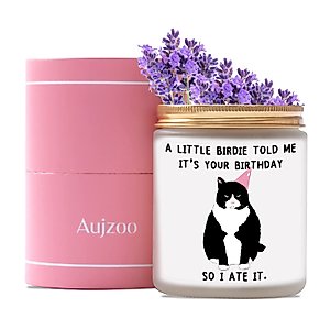 Aujzoo Happy Birthday Candle Gifts for Women - Unique Gift for Women, Friends, Sister,Mom-Lavender Scented Candle Gift idea for Her Bestie Coworker Classmate Boss Presents-Lavender Candles(7oz)