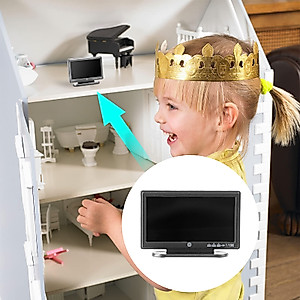 2 Pieces Dollhouse Miniature Furniture 1:12 Doll House Miniature TV Television with Remote Control Dollhouse Mini Model Toy Dollhouse Mini Decoration Accessories