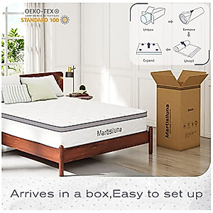 Martisiluna Full Mattress, 10.5 Inch Memory Foam Full Hybrid Mattress in a Box, with Antistatic Silver Fiber Fabric, Double Edge Support & Pressure Relief, CertiPUR-US Certified