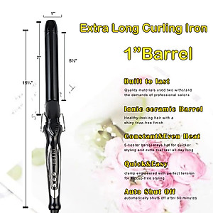 abp 1 Inch Curling Iron with Ceramic Barrel, Instant Heat up to 450°F, Waving Style Tool for Long/Medium Hair and Women