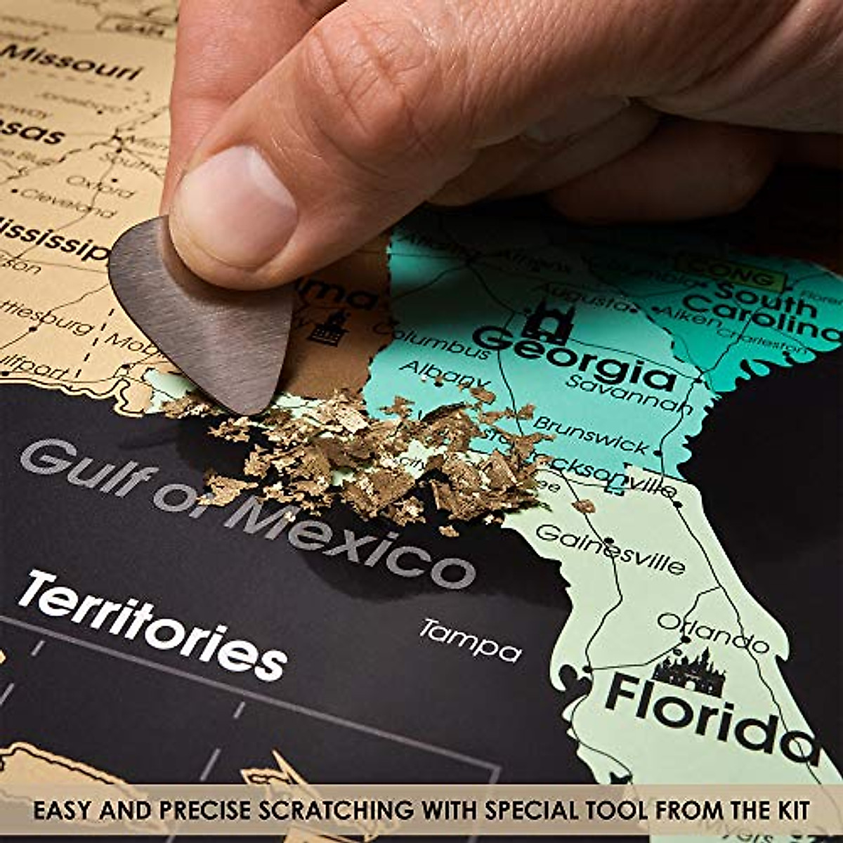 Detailed Scratch off USA Map with Scratcher - 24x16 Easy to Frame 63 National Parks Scratch Off Travel Poster of the United States of America - Large Scratchable US Map with Landmarks and States Flags