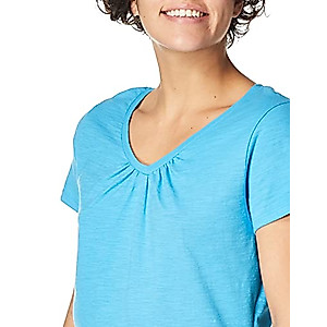 Hanes Women's Shirts, Slub Cotton Shirred V-Neck Tee, Cotton T-Shirts for Women, Women’s Tee Shirts