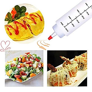 12 Pack 8oz/240ml Plastic Squeeze Bottles,Scale Plastic Squirt Bottle,Polyethylene Durable Plastic with Red Tip Cap and Black Scale for Ketchup,Sauces,Syrup,Dressings,BBQ,Crafts and More