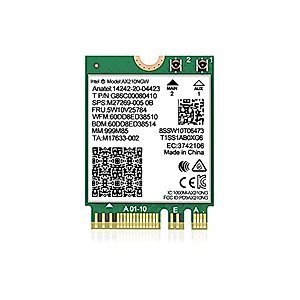 WiFi 6E Wireless Card Intel AX210 NGW Bluetooth 5.3 Tri-Band 5400Mbps Network Adapter for Laptop Support Windows 10/11 (64bit) M.2/NGFF