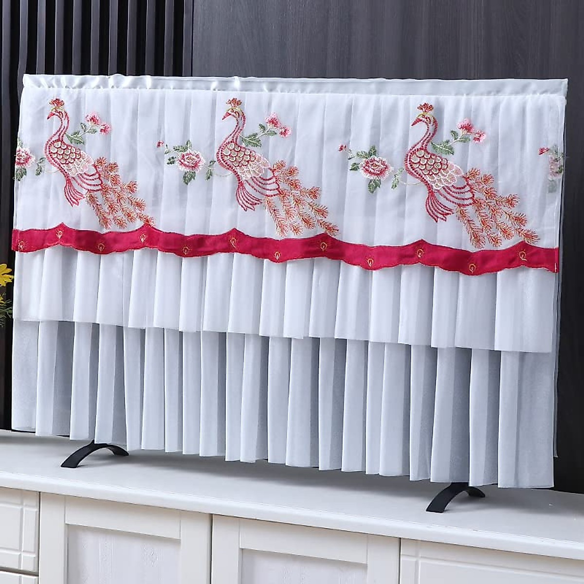 YIJIAFEIFEI LCD TV Dust Cover with Openable Front Flap, Indoor TV Cover Dust Proof, Soft Lace Cover for Tv Decorative(Size:40 inch)