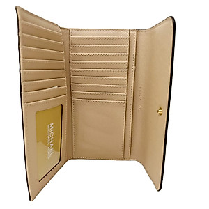 Michael Kors Jet Set Travel Large Trifold Wallet Clutch Buff Saffiano Leather