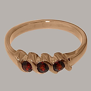 LetsBuyGold 14k Rose Gold Real Natural Garnet Womens Statement Ring - Size 8