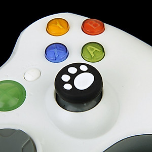 Ambertown Analog Silicone Thumb Stick Grips Cap Joystick ThumbSticks Caps Cover for PS4 PS3 Xbox One Xbox 360 PS2 Game Controllers (2 x White Cat Dog Paw)