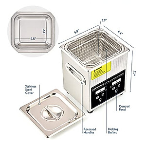 CREWORKS Professional Jewelry Cleaning Machine, 2L Jewelry Cleaner Ultrasonic Machine with Heater & Timer, Digital Ultrasonic Cleaner for Cleaning Denture Dental Oral Irrigator Parts Retainer Glasses