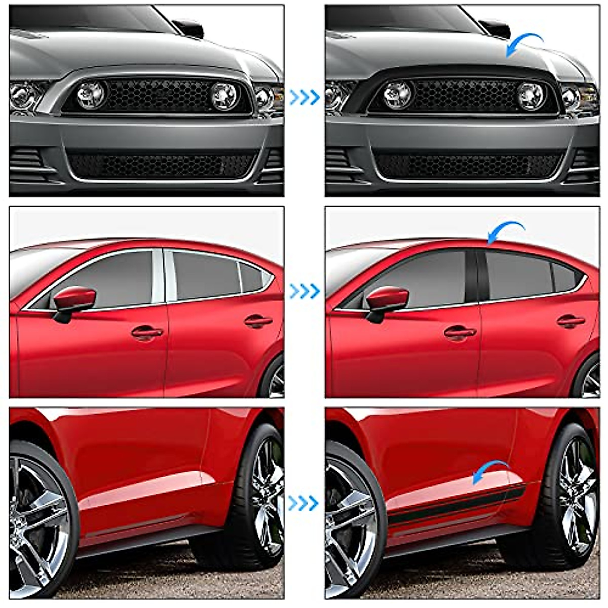 GRTHTATI 4" X 30FT Matte Black Vinyl Wrap for Chrome Delete Window Trim Car Door Sill Protector with Air Release Channel Including Vinyl Wrap Tool Kit