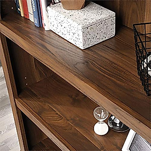 Pemberly Row Contemporary 5-Shelf Tall Wood Bookcase in Grand Walnut