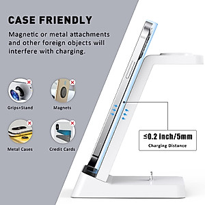 Wireless Charging Station,18W Fast Wireless Charger Compatible with iPhone 14/13/12/11/Pro/Max/SE/XS/XR/X/8 Plus/8, 3 in 1 Wireless Charging Dock Stand for Apple Watch Series & Airpods (with Adapter)