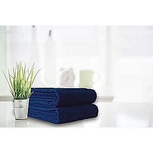 Belizzi Home 8 Piece Towel Set 100% Ring Spun Cotton, 2 Bath Towels 27x54, 2 Hand Towels 16x28 and 4 Washcloths 13x13 - Ultra Soft Highly Absorbent Machine Washable Hotel Spa Quality - Navy Blue