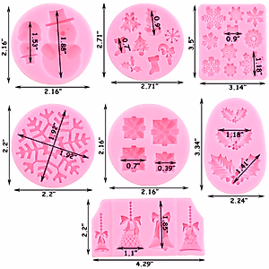 ZiXiang Christmas Silicone Molds Xmas Fondant Molds Christmas Tree Snowflake Bells Gift Box Snowman Holly Leaves Silicone Molds For Cake Decorating Cupcake Topper Candy Chocolate Gum Paste Set Of 7