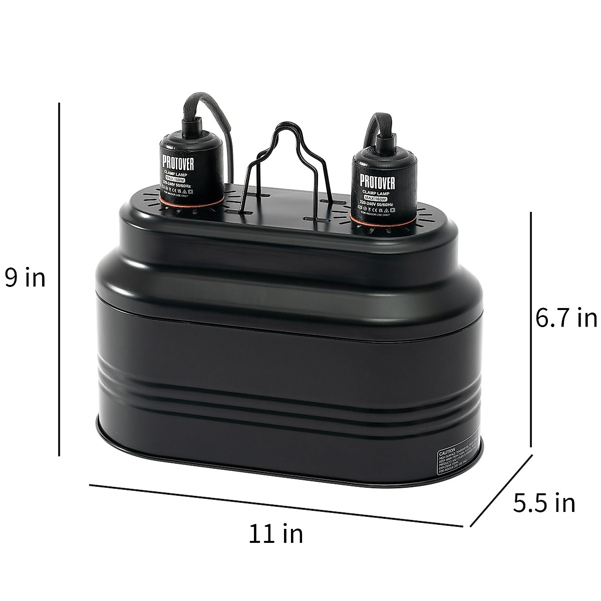 Protover Dual Dome Reptile Light Fixture for Reptile Heat Lamp, 9 inches Reptile Heat Lamp Fixture Combo Kit with 2 Independent Switches to Heat Lamp for Reptiles, Amphibians, Tortoise (Max 160W)