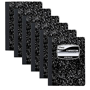 Mead Composition Notebook, Wide Ruled, 100 Sheets, 6 Piece