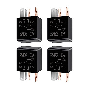 Yumfugu 4 PCS 5 Pin 12V Car Starter Relay, Multi-Purpose 30A Waterproof Heavy Duty Relay Replacement, Universal Automotive Conditioner Relay Accessories for Cars SUVs Trucks (Black)