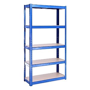 Garage Shelving Units - 71" H x 35" L x 24" W - Heavy Duty Racking - Shelves for Storage -1 Bay - Blue - 5 Tier - 2000LB Capacity (400LB Per Shelf) - Workshop, Shed, Office - 5 Year Warranty