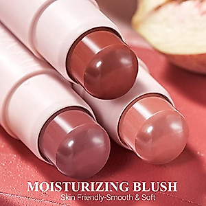 LUXAZA Cream Blush Stick Makeup for Cheeks, Natural Matte Lip and Cheek Makeup Stick Wand for Mature Skin, Lightweight Dewy Finish Creme Blush for Girls and Women, Blush (Matte) #04B Nude-Mauve