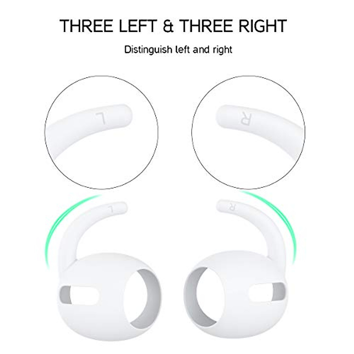 Ear Hooks for AirPods Pro,Anti-Slip Ear Tips Accessories Compatible with AirPods Pro 2019 (White) Not Fit in Charging Case -3 Pairs