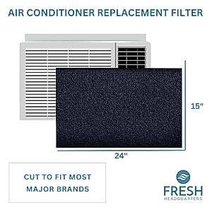 2 Pack Cut to Fit Foam Replacement Filter - 24 in x 15 in x 1/4 in Washable and Reusable for AC Window Unit, Air Purifier, Range Hood, Vent and More