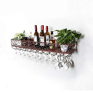Wine Racks Metal Iron Wine Rack Upside Down Glass Holder Insert Glass Frame Hanging Wine Rack Shelf Creative Tall Cup Holder Glassware Rack (Size : L60*W25cm)