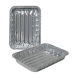 Set of 36 - Small Toaster Oven Disposable Reusable Aluminum Healthy Cooking Broiler Pans with Raised Ridges, 8 3/8"x6 7/8"x1 1/3"