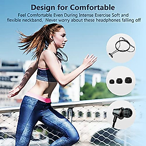 Bigtruely Wireless-Earbuds-Bluetooth-Headphones-Neckband in-Ear, Magnetic Earphones Built-in Microphone,12H Listening Time Bass Waterproof Neck Ear Buds for Running Cycling Gym Sport Workout, Silver