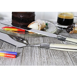 French Home Laguiole 2-Piece Cake Knife and Server Set – Luxurious Stainless Steel Cake Cutter & Server – Cake Cutting Set – Party, Home Dining, or Wedding Cake Knife and Server Set (Faux Ivory)