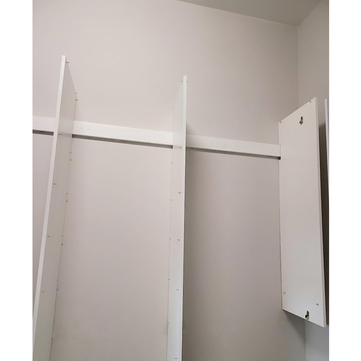 Dual Tower Closet Storage Wall Mounted Wardrobe Organizer Kit System with Shelves and Drawers for Bedroom in White with Hardware Wood Closet, Storage & Organization