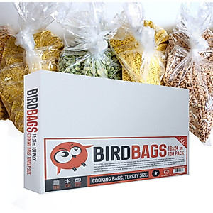 BirdBags Turkey Bags, 18” x 24” 100 Pack, USA & EU-Approved, Freezer Safe, Oven Safe, Great Heat-Safe 450*F Cooking Bags for Oven & Turkey Brining, Heavy Duty Oven Bags for Turkey …