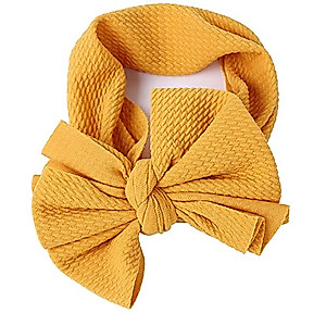 CheeseandU 2Pack Pet Cute Large Bow Headbands Stretchy Bow Headgear Polyester Bow Headdress Handmade Head Cover for Dog Cat Puppy Bathroom Apparel Party Costume Photo Prop(Grey, Ginger Yellow)