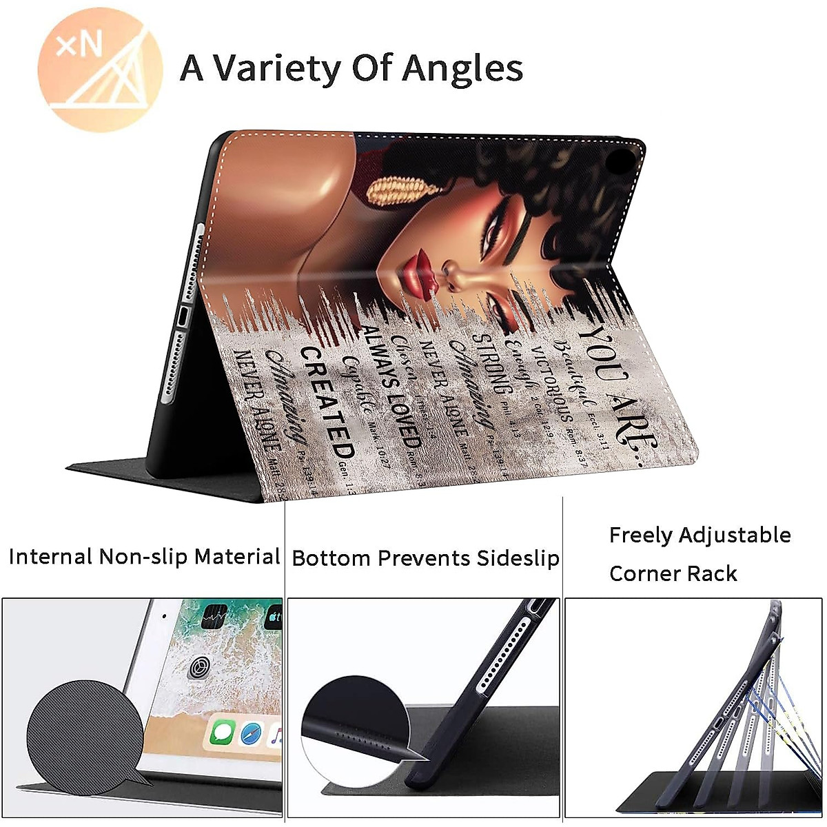 Case for iPad Pro 11 Inch 2022/2021/2020 (4th/3rd/2nd Generation),iPad Air 5th / 4th Generation 10.9 Inch (2022/2020) Case, Durable Shockproof Cover，African American Women Inspirational Quotes