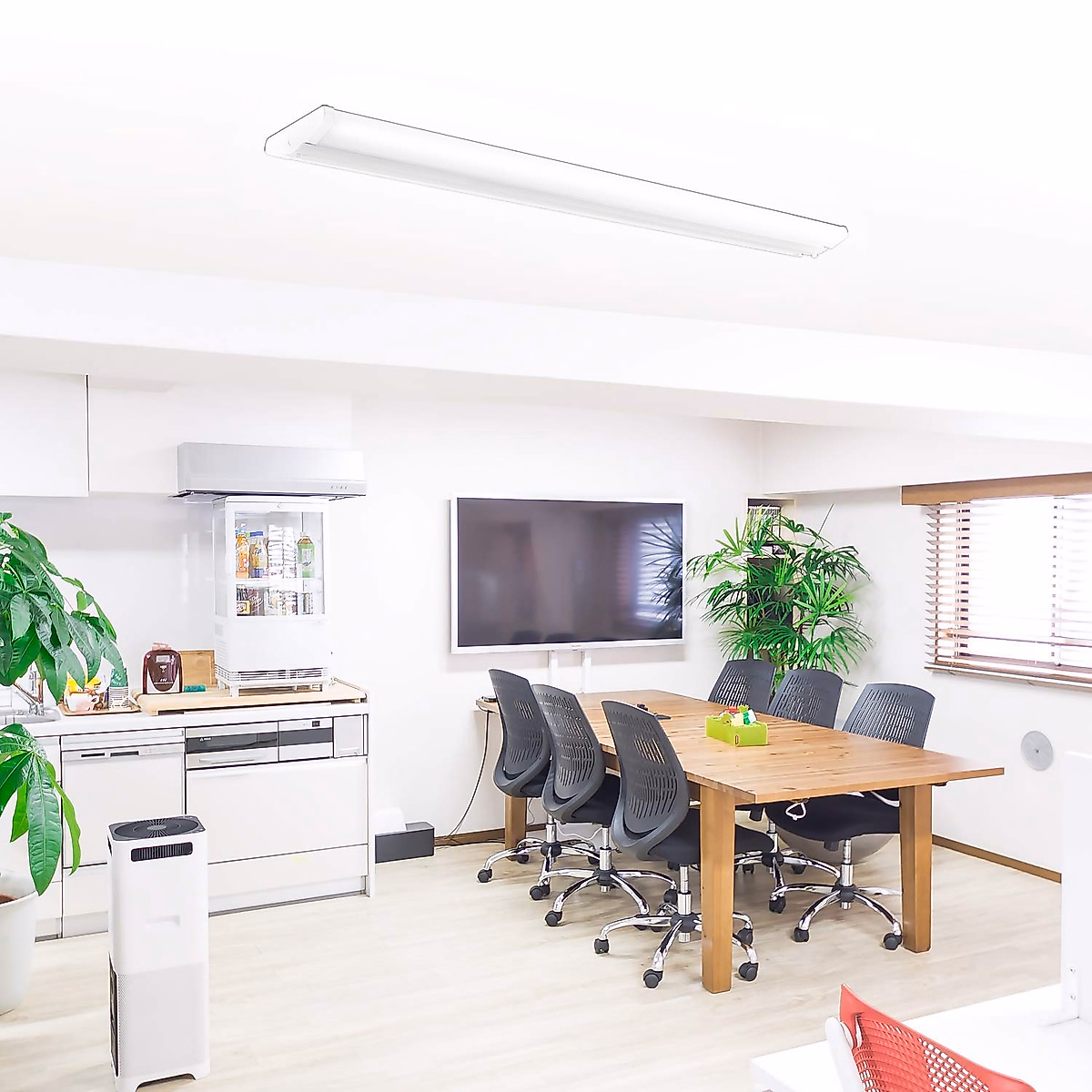 ANTLUX 110W 8FT LED Wraparound Ultra Slim Strip Lights, 12600 Lumens, 5000K, 8 Foot LED Garage Warehouse Light, No Glare, Flush Mount Office Ceiling Lighting Fixture, Fluorescent Tube Replacement