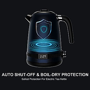 GREECHO Electric Kettle Temperature Control, 1.7L Electric Tea Kettle with LED Display & 7 Heat Settings , 304 Stainless Steel Hot Water Kettle Electric with 1100W Overheat & Boil-dry Protection, Blue