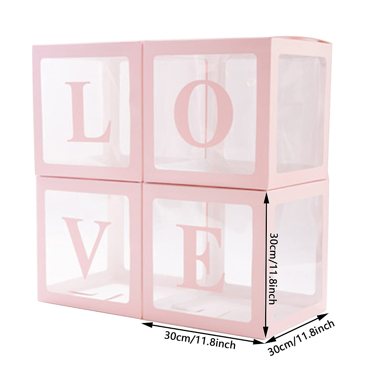 Agyvvt Wedding Party Birthday Balloon Box Decorations (4 Pink Boxes) | 4Letters (L O V E)