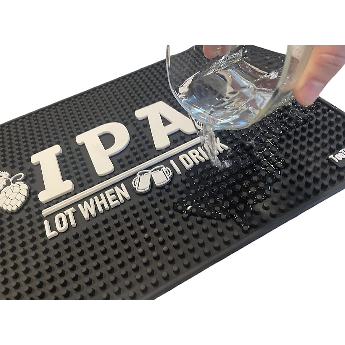 IPA Lot When I Drink 17.7" x 11.8" Funny Bar Spill Mat Rail Countertop Accessory Home Pub Decor Slip Resistant Durable Thick Bar Covering for Craft Brewery Kitchen Cafe and Restaurant Accessory