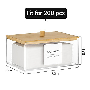 TIPGO Acrylic Dryer Sheet Holder with Lid, Clear Laundry Sheets Container with 27 Labels, Laundry Pods Storage for Laundry Room Organization