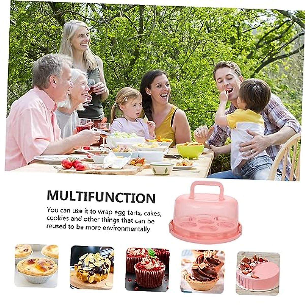 EXQUIMEUBLE portable cake box cupcake carriers cake packing holders refrigerator stand egg container cake carrier with lid and handle muffin pan Portable cupcake containers cupcake Transporter