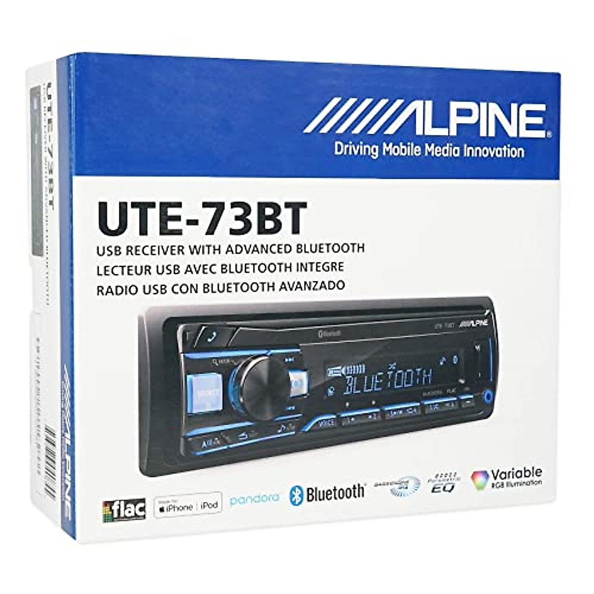 ALPINE UTE-73BT Digital Media Bluetooth Car Stereo Receiver w/USB+AUX Cable