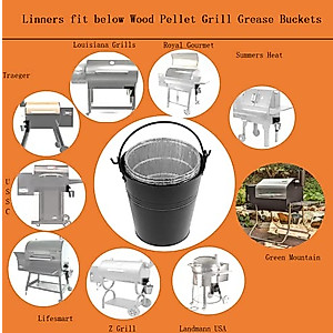Firsgrill Grease Bucket Liners Replacment Traeger, Z Grill, Green Mountain Pellet Wood Smoker (15, Liners)