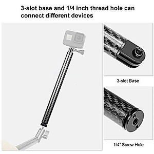 PULUZ 275mm Carbon Fiber Rod, Aluminum Alloy Carbon Fiber Floating Buoyancy Selfie-stick Extension Arm Rods for GoPro HERO9 Black / HERO8 Black / HERO7 /6/5, DJI Osmo Action and Other Action Cameras