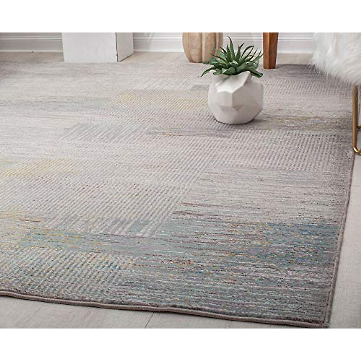 CosmoLiving by Cosmopolitan Melyna MA15A Revere Pewter Contemporary Abstract Area Rug, 8'0"X10'0"