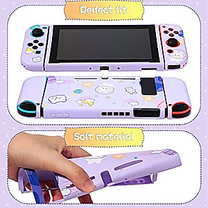 Weewooday Rabbit Protective Case and Carrying Case, Soft Slim Case Cover for Console and Controllers, Hard Shell Travel Carrying Bag with 12 Game Card Slots (Compatible with Switch)