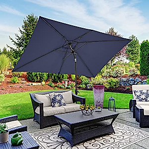Pure Garden 50-LG1276 Rectangular Patio Umbrella Color, Navy Blue