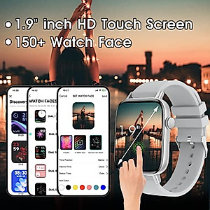 1.9'' Smart Watch Answer Make Call Smartwatch Fitness Tracker for Android Phones, 25 Sport Modes Smart Watch for iPhone Compatible with Heart Rate Monitor SpO2 Sleep Step Counter for Men Women Teens