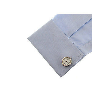 MRCUFF Real Working Watch Pair Cufflinks in a Presentation Gift Box & Polishing Cloth