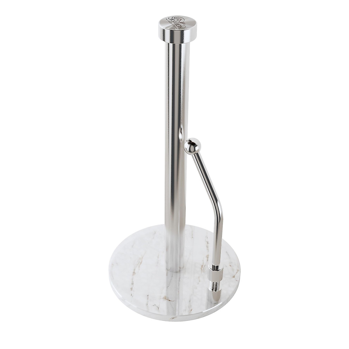 Skyway Goods - Stainless Steel Paper Towel Holder, Paper Towel Stand with Weighted Anti-Slip Base, Sleek Kitchen Countertop Paper Towel Holder, Space-Saving Paper Towel Holder, Light Marble Base